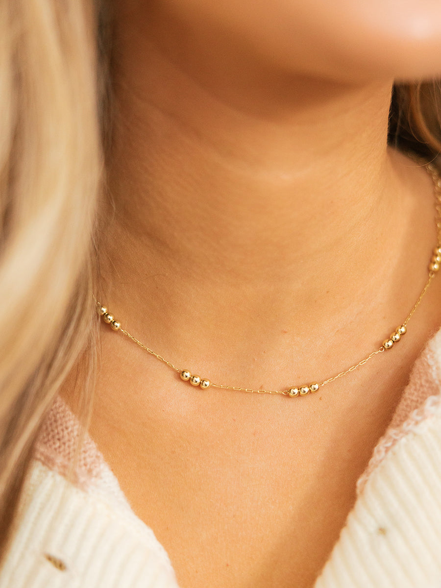 Small Gold Bead Necklace - Southern Made